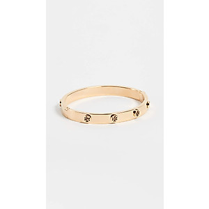 Tory Burch Women's Logo Stud Hinge Bracelet, Tory Gold, One Size
