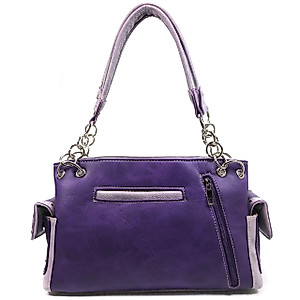Zelris Butterfly Flower Season Embroidery Women Conceal Carry Shoulder Handbag (Purple Violet)