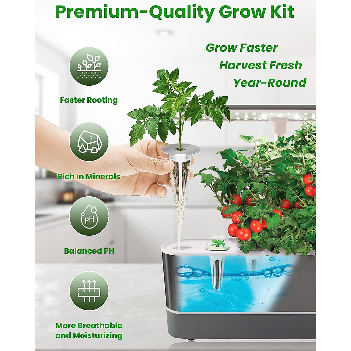 68pcs Hydroponic Pods Kit for Aerogarden, Grow Anything Kit, Indoor Garden Accessories - Compatible with All Brands (30 Grow Sponges, 12 Grow Baskets, 12 Grow Domes, 12 Pod Labels, 1 A&B Plant Food)