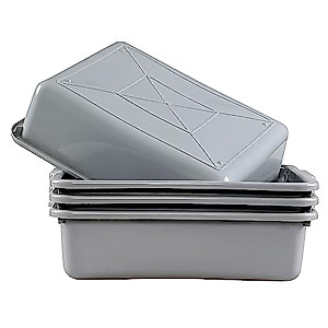 Yuright 4 Pack 13 L Commercial Bus Tubs, Grey, Small Restaurant Dish Tub Box