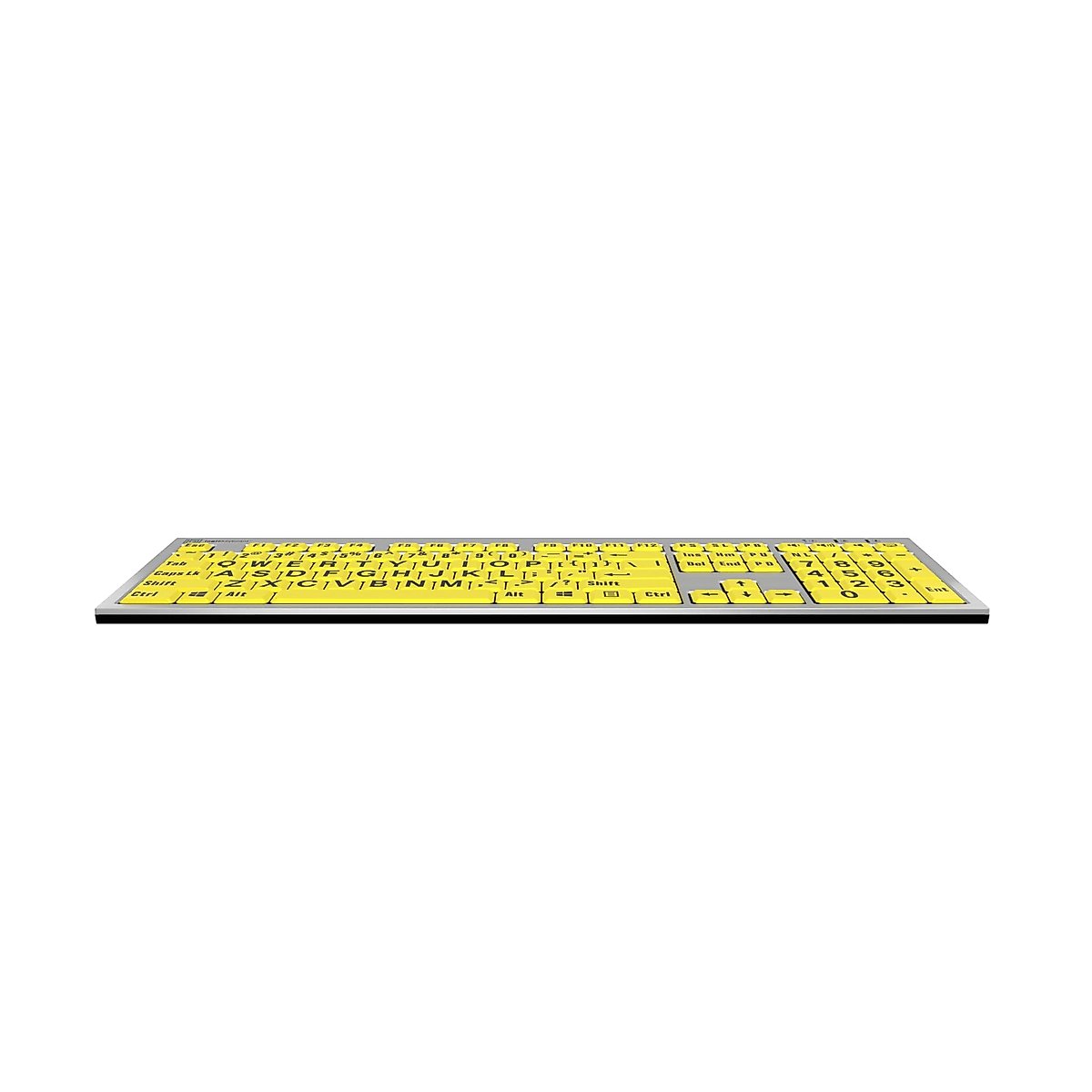 Logickeyboard 'Slimline' with Large Print • Black Letters on Yellow Keys • Made for Windows PC • Including LogicLight Lamp • p/n LKBU-LPRNTBY-AJPU-US