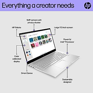 HP 2023 Envy Laptop 17.3" FHD IPS Touchscreen 12-Core 12th Intel Core i7-1260P Iris Xe Graphics 64GB DDR4 4TB NVMe SSD Thunderbolt 4 Wi-Fi 6E Backlit Keyboard Windows 11 Pro w/ RATZK 32GB USB