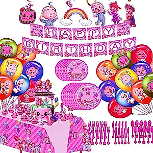 Alphabet Song Cartoon Party Supplies Decorations for child, Birthday Party Decorations Include Stickers, Plates, Napkins, Tablecloth, Forks, Knife and Spoons for Boys Girls