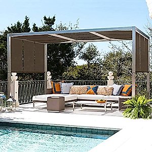 LJIANW Sun Shade Sail, Exterior Roller Shade Blinds Garden Decoration Privacy Screen Breathable HDPE for Outdoor Patio,45Sizes (Color : Brown, Size : 80x110CM)
