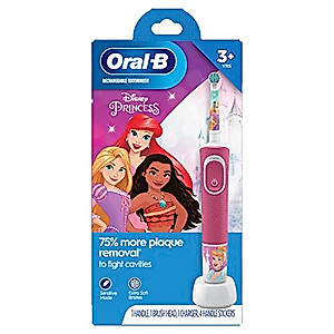 Oral-B Battery Powered Kids Rechargeable Electric Toothbrush Featuring Disney Princess, for Kids 3+ (Character May Vary)
