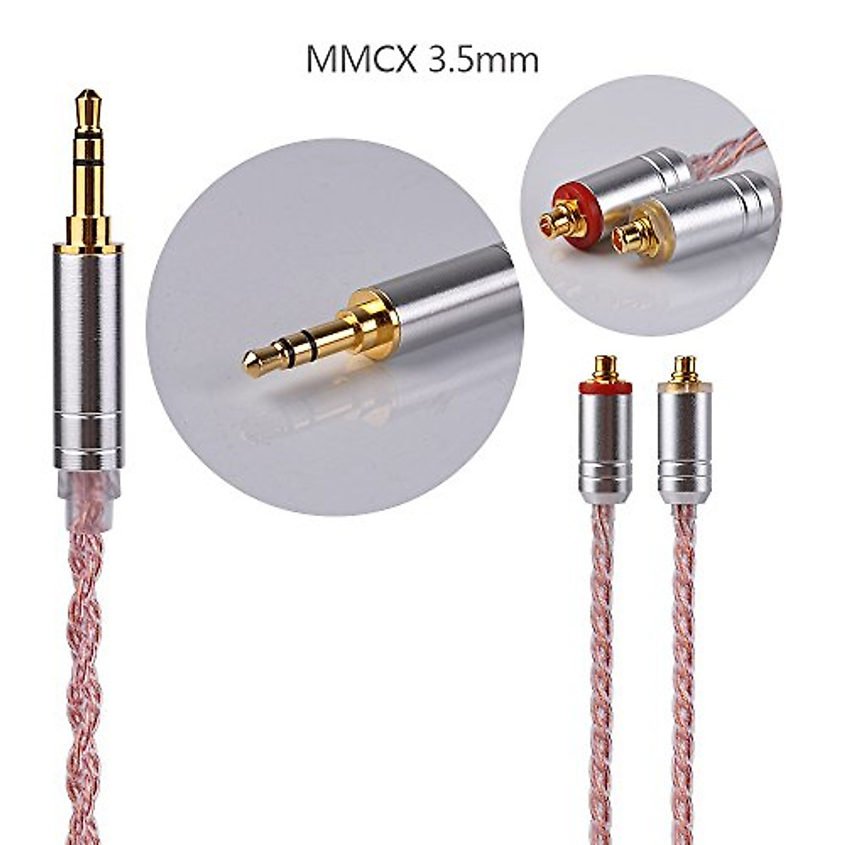 YINYOO Upgraded 6 Core Copper Stereo Audio Cable with 3.5mm Plug MMCX Interface Replacement Cable for TIN Audio T2 T3 T2 PRO KBEAR F1 PRO HQ5 HQ6 Shure SE215 SE535 UE900(Copper-MM3.5)