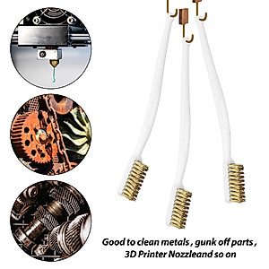 3 Pcs Copper Wire Brush Small Brass Brush 3D Printer Nozzle Cleaner Tool Copper Cleaning Toothbrush Masonry Brush Brass Brush Handle Hot End Cleaning Wire Bristle for Cleaning Welding Slag and Rust