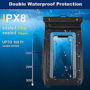2 pcs Large Waterproof Phone Pouch Floating, Waterproof Bag Case for iPhone 15 14 13 12 11 Pro Max X XR 8 Plus Samsung Up to 7.2'', Water Proof Phone Dry Bag for Boating Swimming Kayaking Vacation