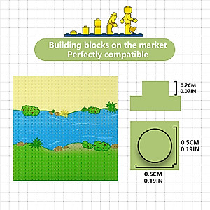 EKIND 6-Pack 10" x 10" Rainforest Base Brick Plate Compatible for All Major Brands, Scenes Baseplates for River, Tropical Treehouse Scenery and More Building Blocks Kids Toy (2 Straight + 4 Curve)