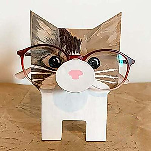 SuanlaTDS Cute Creative Animal Glasses Holder, 1Pc Wooden Animal Shaped Glasses Frame Home Office Desktop Decor,Birthday Gift for Kids
