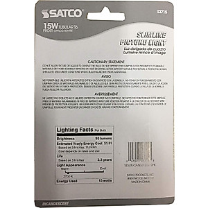 Satco S3715 Set of 3 Blister Packs Each with Two T6 Candelabra Tubular 15 Watt 120V Incandescent Dimmable Frosted Bulbs; Total of 6 Bulbs; C-5A Filament; E12 ANSI Base; 2700K Warm White