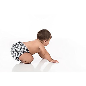 Elle Belle Baby 3 Stain Resistant - Charcoal Bamboo Lined All in one Diapers & 6 Charcoal Bamboo Inserts (Black & White)