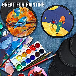 13 Pieces Slate Drink Coasters, GOH DODD 4 Inch Black Stone Coasters Bulk Cup Coaster Set with Anti-Scratch Bottom for Bar Kitchen Home Apartment, Round