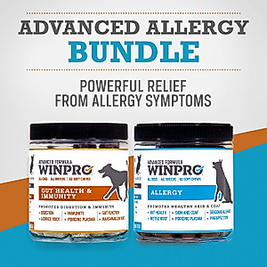 WINPRO All-Natural Allergy Relief and Gut Health Bundle, 120 Chews, Plasma Powered Grain Free Soft Chews Providing Relief from Itchy, Irritated Skin, Digestive Health and Immunity