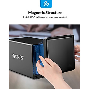 ORICO Raid Enclosure 4 Bay 3.5 Inch USB 3.0 External Hard Drive Enclosure Aluminum Magnetic SATA III Disk Storage Case for Office and Home Storage Expansion Up to 64 TB(4X16TB), NS400RU3