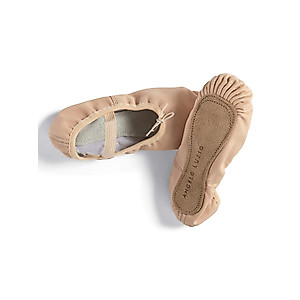 Body Wrappers 201A Adults' Tiler Full Sole Leather Pleated Ballet Slipper (Theatrical Pink, 9 N US)