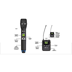 AVTronics Professional Wireless Microphone System, 200 Channel UHF 3 Handheld and 1 Belt Pack and Lavalier, Mic System for Speech, Singing, Events, Church, Karaoke, DJ, Party, and classrooms. Black