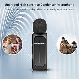 ECOMXIA 2 Pcs Wireless Lavalier Microphone for iPhone iPad Android with Charging Case 7H Clip on Lapel Microphone Wireless for Video Recording Vlogging, YouTube, Interview, 3 Mode Denoise, 70ft