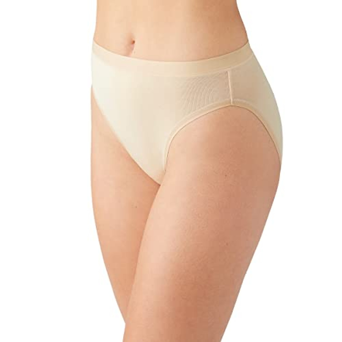 Wacoal Women's Understated Cotton Hi-Cut Brief Panty, Sand, Medium