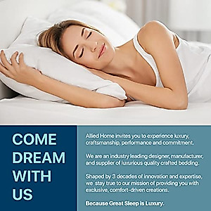 Allied Home 2" Queen Bed Mattress Topper w Goose Feathers & 300 TC Cotton Shell - Hypoallergenic Dorm Essentials Bed Pad - Quilted Down Mattress Topper For Queen Beds - Luxury 80”x60” Queen Bed Topper