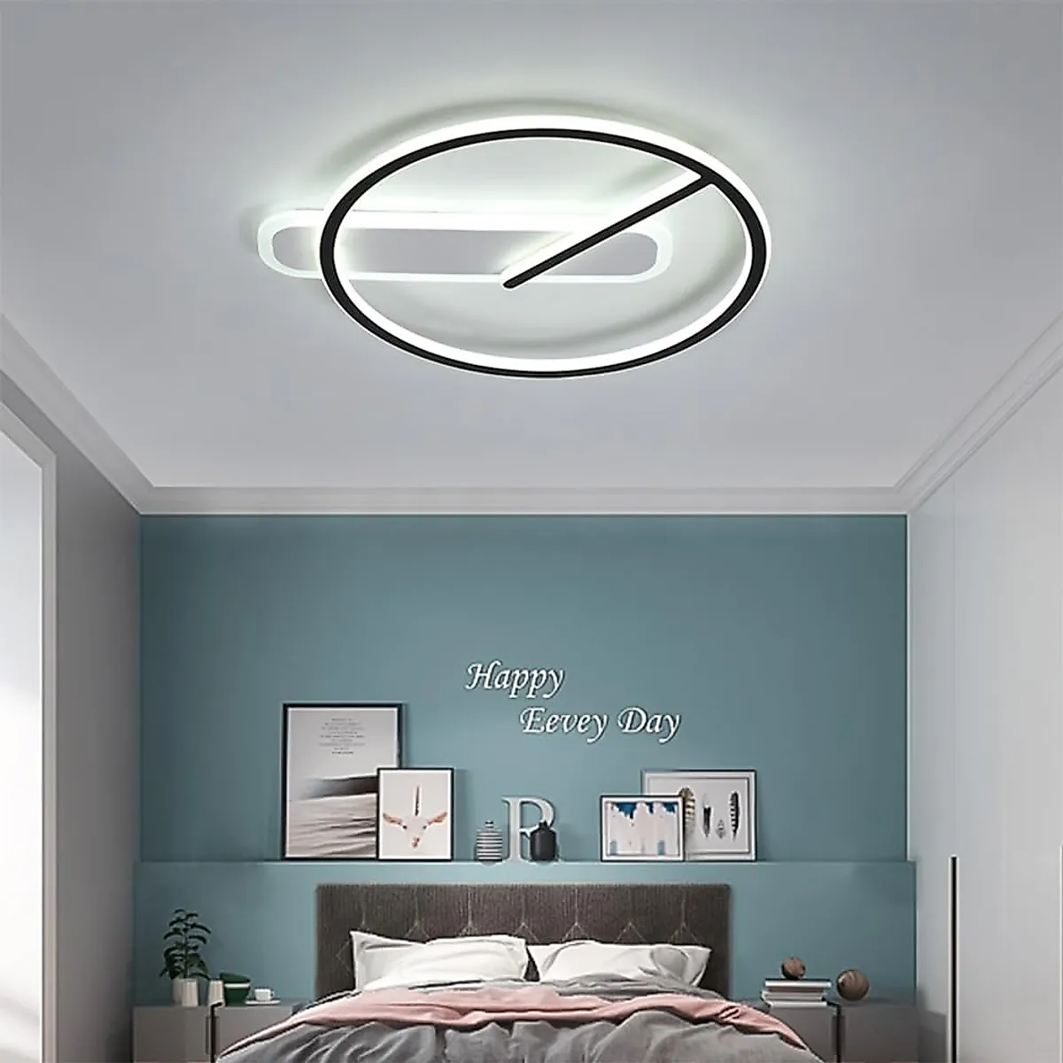 Hanging Lamp, Ultra-Thin Round Ceiling Light, LED Three Color Dimming Flush Mount Ceiling Light, Dimmable 3000K-6000K Ceiling Lamps for Bedroom Dining Living Room Kitchen Hallway (Size : 50cm)