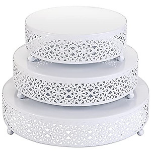 Hedume Set of 3 Cake Stand, Dessert Display Cupcake Stands, Round Metal Cake Stands, Cupcake Pastry Candy Display Plate for Wedding, Event, Birthday Party