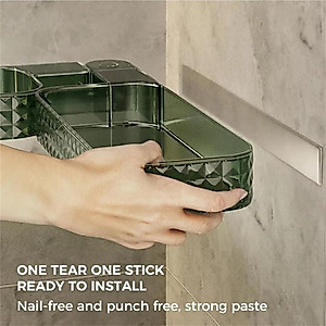 Multifunctional Wall-Mounted U-Shaped Rotating Storage Corner Shelf, Wall-Mounted No-Punching Corner Shelf, for Bathroom Living Room & Kitchen (White)