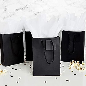 Sparkle and Bash Black Paper Gift Bags with Handles, Tags, Tissue Paper (8 x 5.5 In, 20 Pack)