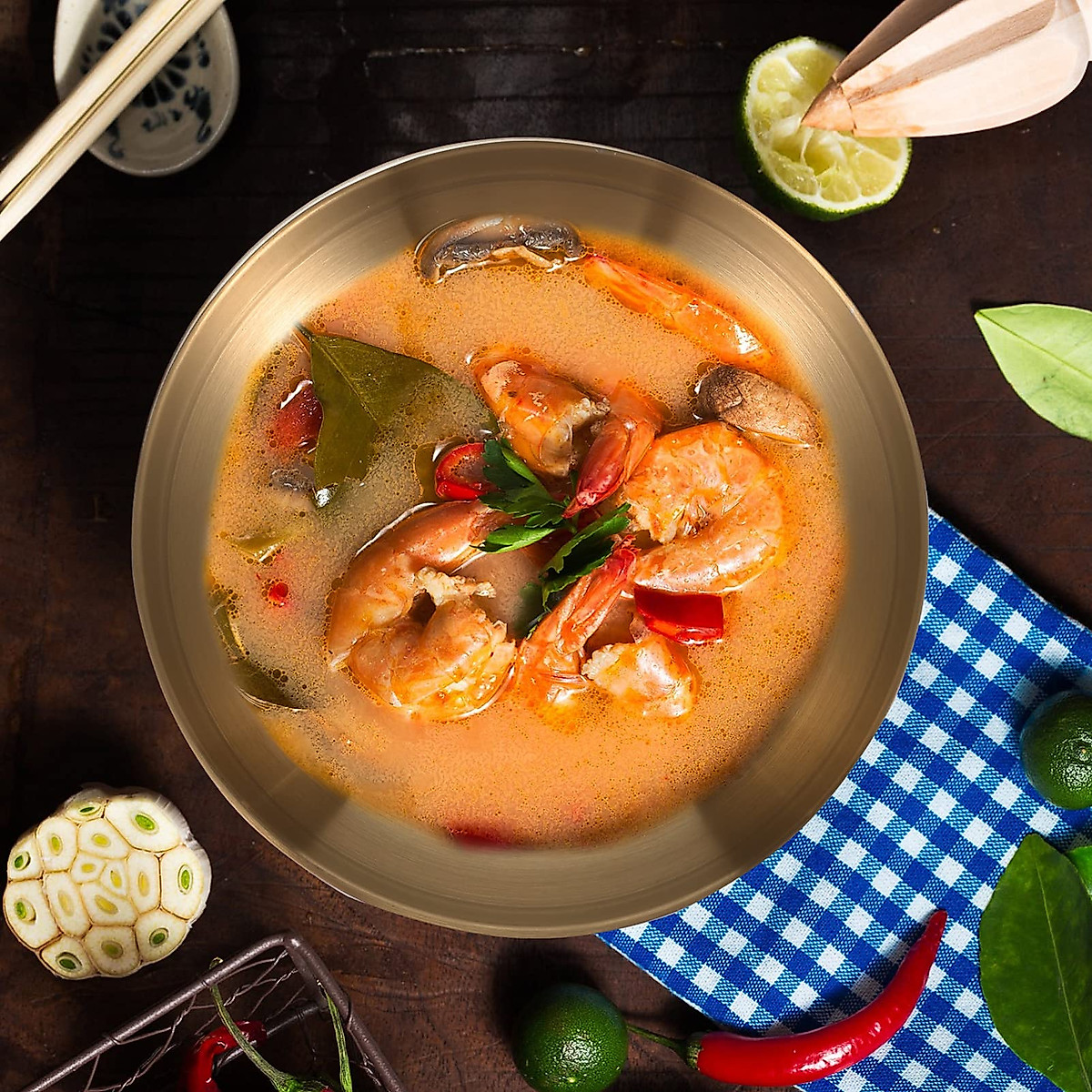 Happyyami 2Pcs Stainless Steel Bowls Korean Style Cold Noodle Bowl Multipurpose Cereal Rice Soup Noodles Salad Baking Large Capacity Bowl for Household and Restaurant