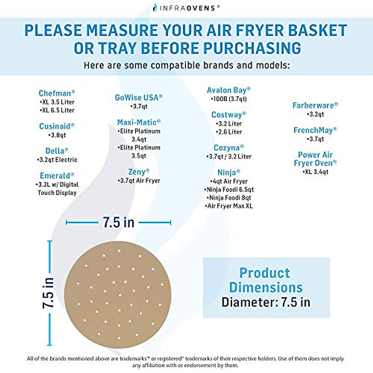 Air Fryer Round Paper Liners Compatible with Ninja, Frenchmay, Habor, Maxi-Matic, Power Airfryer Oven, Zeny +More | Unbleached Parchment Paper Sheets