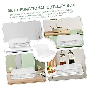 ADOCARN Transparent Cutlery Box Utensil Supplies Kitchen Drawer Tray Plastic Transparent Utensil Case Dinnerware Holder with Cover Tea Container Storage Rack The Pet Desktop