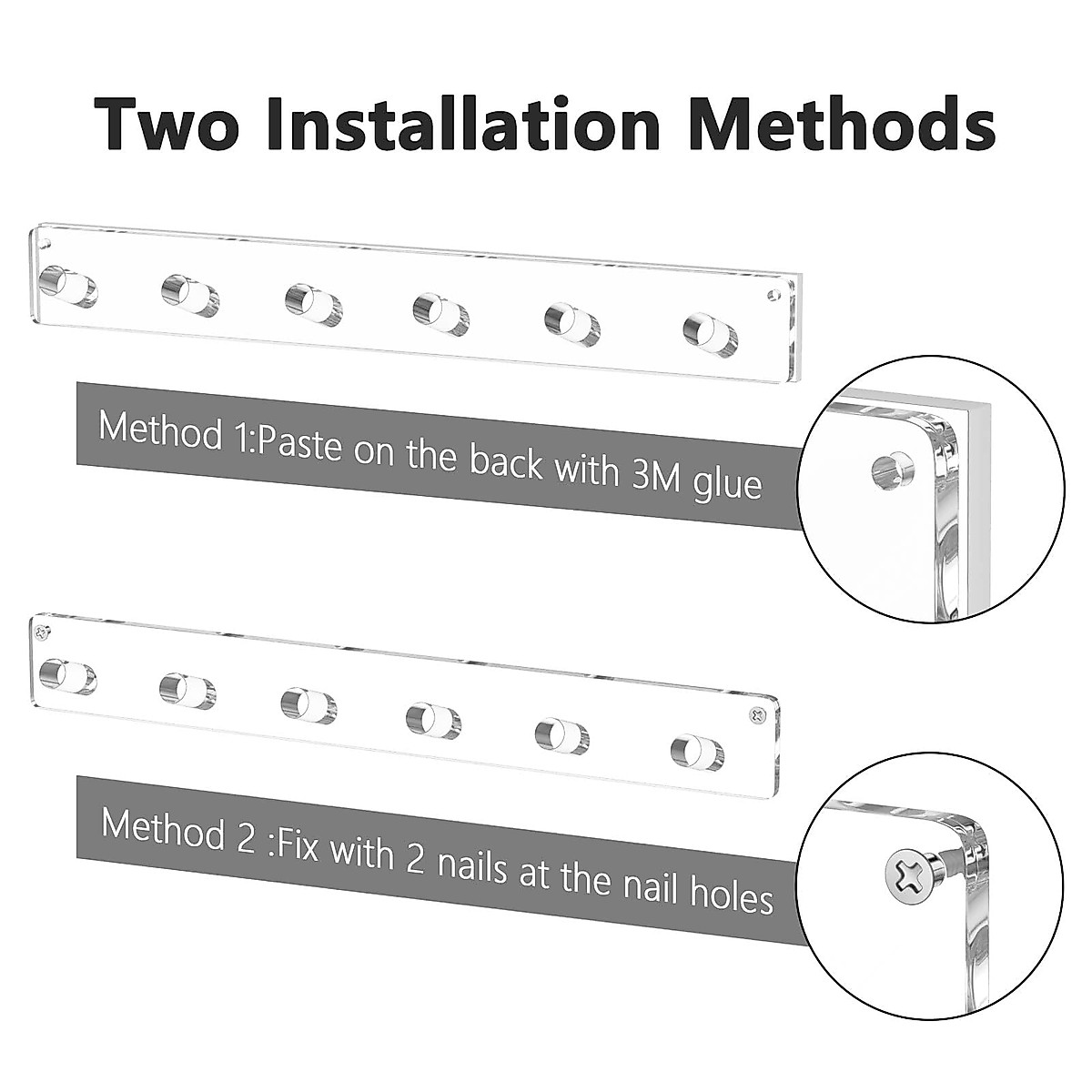 NIUBEE Wall Mounted Necklace Hanger, 4 Pack Acrylic Jewelry Stand Organizer, Bracelets Rings Bangles Display Rack,Best Gift for Girl Women