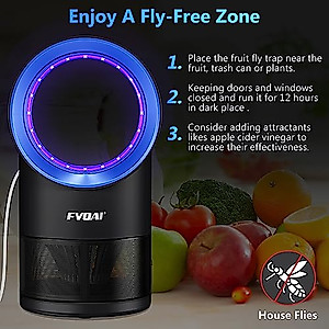 FVOAI Fly Traps Indoor for Home, Fruit Trap Indoors Bug Zapper M3 Insect with Suction, Time Setting, Light & 10 Pcs Sticky Glue Boards (Blue)
