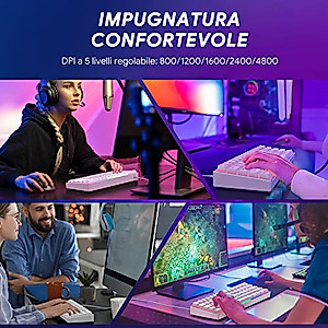 TECURS 60% Gaming Keyboard Mechanical Led Wired Keyboard Mini 61 Key Compact Gamer Keyboard Clicky with Blue Switch for Computer PC Laptop