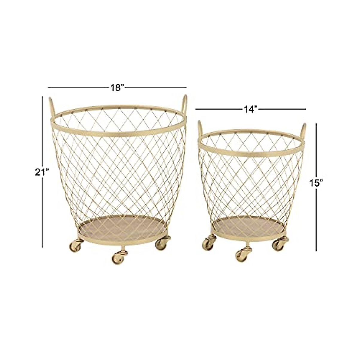 Deco 79 Modern Metal Wedge Storage Cart, Set of 2 15", 21"H, Gold