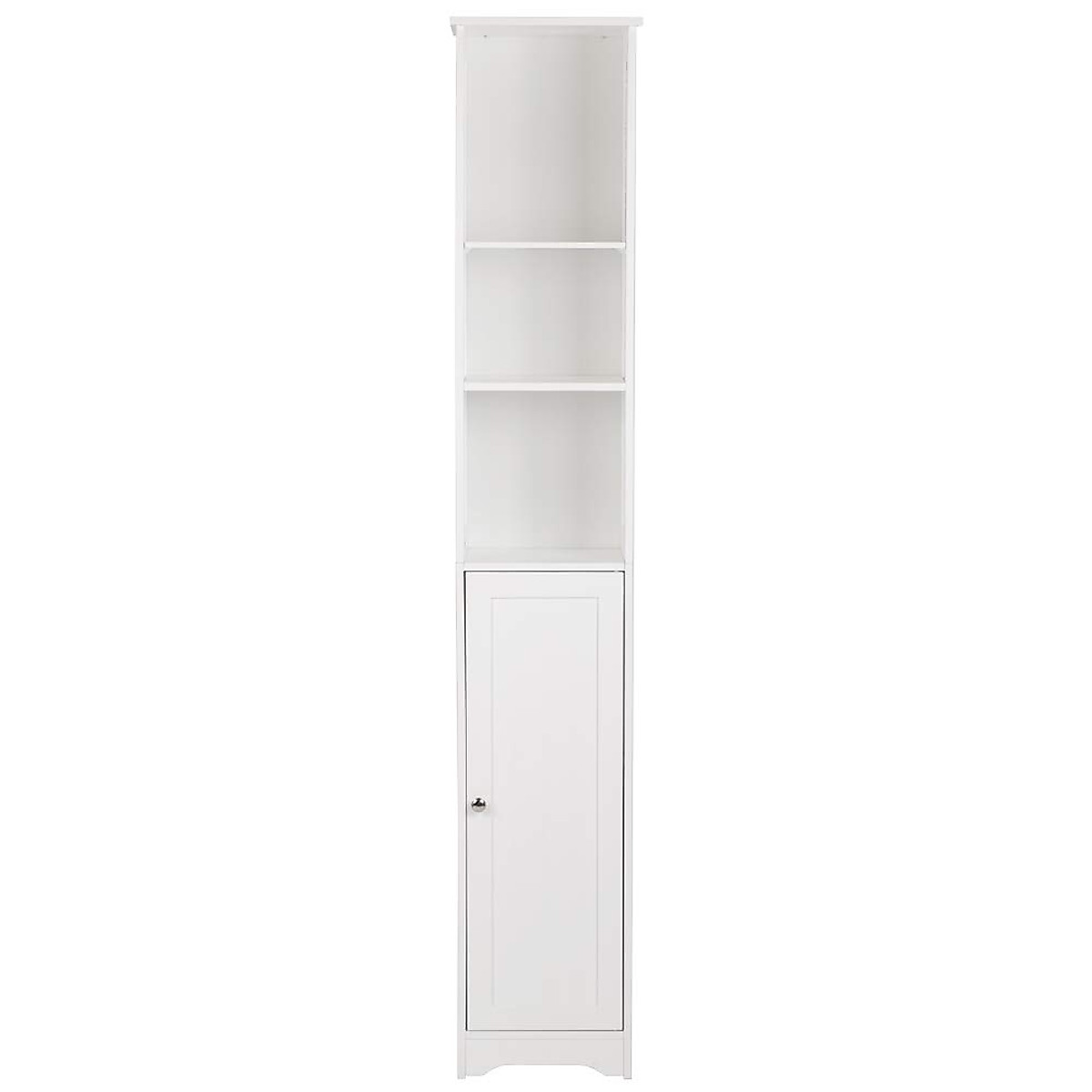 Bonnlo Narrow Cabinet, 67" Tall Slim Bathroom Storage Cabinet 12" Wide White Skinny Linen Cabinet with 3 Open Shelves Single Door Adjustable Shelf Space Saving Corner Pantry