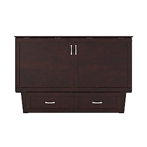 AFI, Chelsea Mid-Century Modern Queen Solid Wood Murphy Bed Chest with Mattress in Espresso