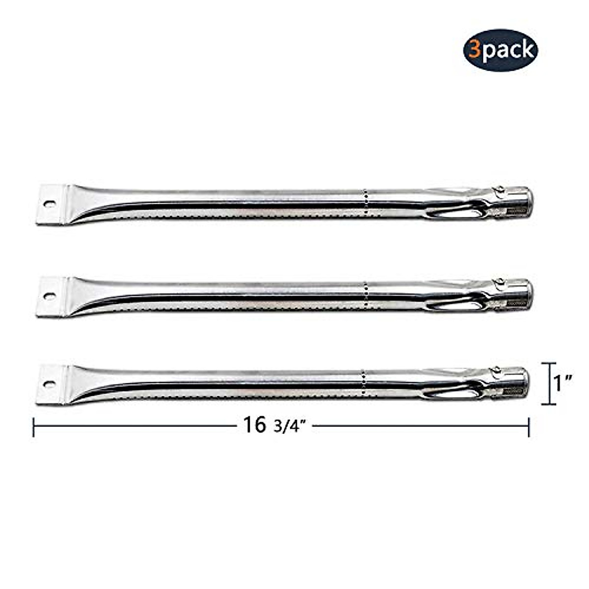 Hongso 16 3/4" Stainless Steel Burners Replacement for Kenmore 146.33585410 148.16154210 and Master Forge SH3118B, P3018 2518-3, L3218, 3218LTM, Gas Grill Models, SBE601 (3-Pack)