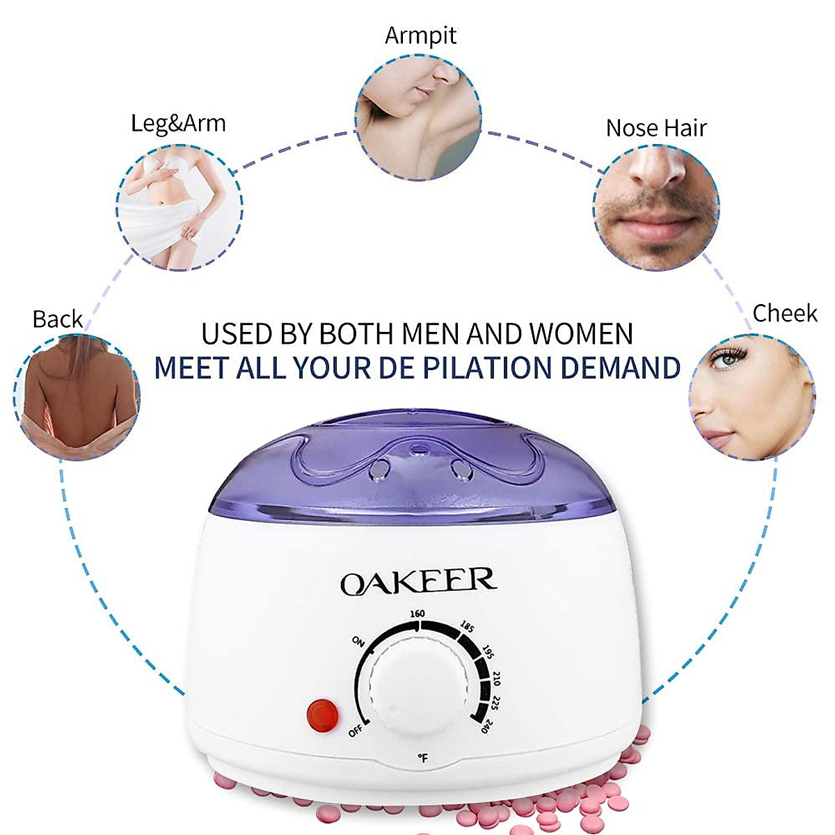 Oakeer Waxing Kit Mini Wax Warmer Painless Hair Removal Body Waxing Designed for Partial Waxing Werewolf Own Waxing at Home,24 Accessories