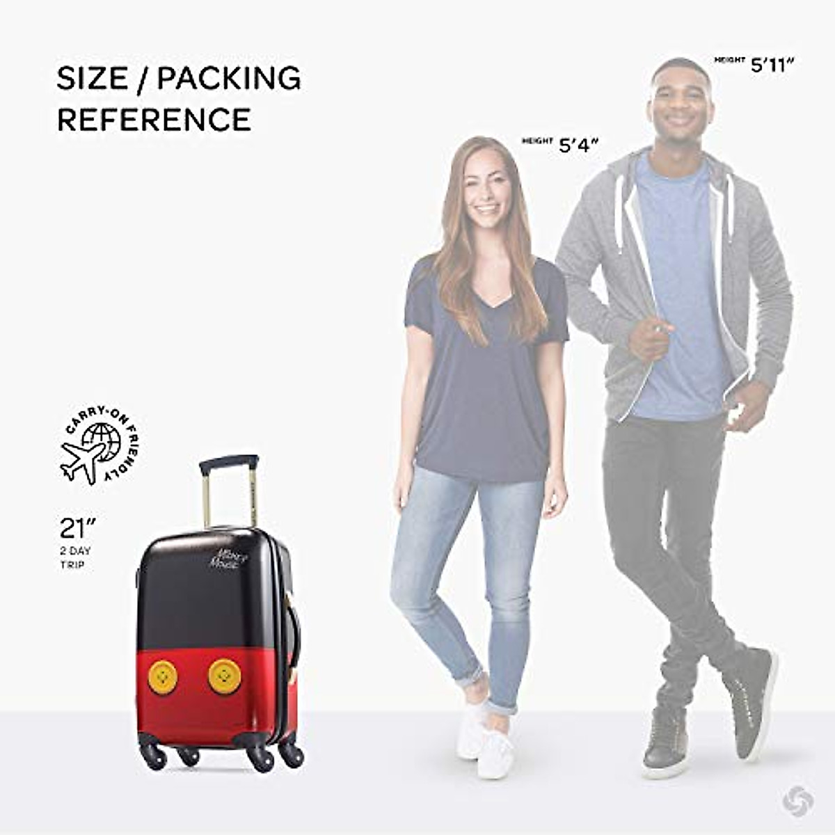 American Tourister Disney Hardside Luggage with Spinner Wheels, Black,Red, Carry-On 21-Inch