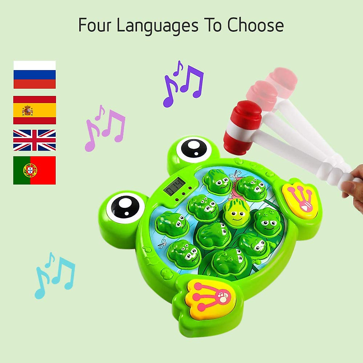 Boxgear Whack a Frog Game Pounding Toy for Kids with 2 Small Toy Hammers - Educational Toy for Toddler Game - Preschool Learning Toy for 3-Year-Old Boys/Girls and Up