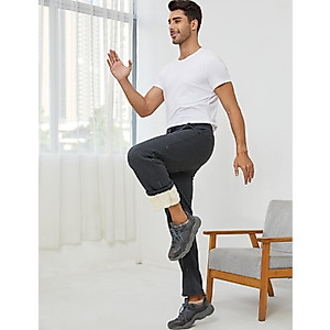 Gihuo Men's Winter Fleece Pants Sherpa Lined Sweatpants Straight Leg Active Running Sweat Pants Comfy Lounge Pants(2# Dark Grey, Small)