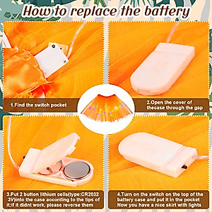 Retisee 4 Pcs Tiger Costume Set Includes Tiger Ears Headband, Tiger Tail, LED Orange Tutu Skirt and Bow Tie for Kids Halloween Cosplay Glow in the Dark Animal Fancy Costume Party