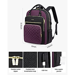 LOVEVOOK Laptop Backpack for Women, Water Resistant Travel Work Backpacks Purse Stylish College Business Teacher Nurse Computer Bag with USB Charging Port, Fits 15.6" Laptop