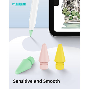 Metapen Pencil Tips for Apple Pencil 2nd and 1st Generation, Metapen A8-1:1 Original Size (5 Colors, 2X More Durable), Fit Well for iPad Pen for iPad Pro/Mini/Air (Red/Yellow/Purple/Pink/Cyan)