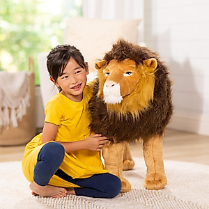 Melissa & Doug Standing Lion Lifelike Stuffed Animal with Full Mane, More Than 2 Feet Tall, Nearly Three Feet Long Brown