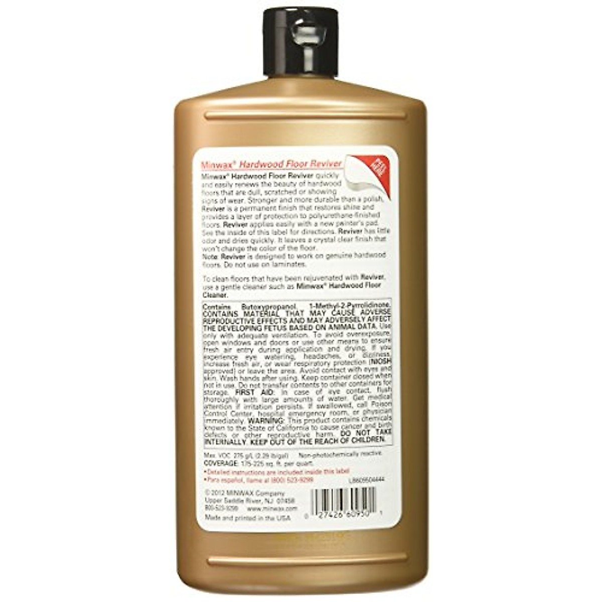 1 qt Minwax 60950 Clear Hardwood Floor Reviver Renew Hardwood Finish, High Gloss