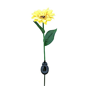 Penfly LED Solar Power Artificial Sunflower Light Night Mood Lamp In-ground for Home Outdoor Yard Landscape Garden Park Grassland Lawn Decoration Yellow