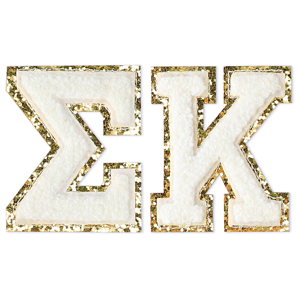 Sorority Shop Sigma Kappa Chenille Letter Stickers - Adhesive Back, Set of 2 Greek Letters