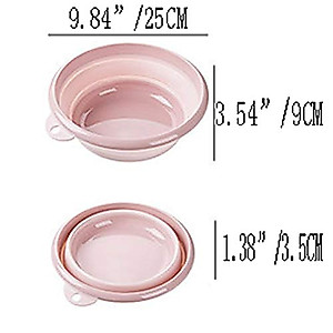 Jkhome Collapsible Wash Basin Folding Dishpan Dish Bowl Washing Tub Set of 1 (Pink - Size Small)